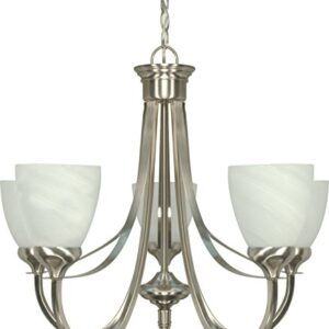 Nuvo Lighting 60/460 Triumph 5-Light Chandelier with Alabaster Glass Shade, Brushed Nickel