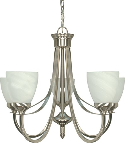 Nuvo Lighting 60/460 Triumph 5-Light Chandelier with Alabaster Glass Shade, Brushed Nickel