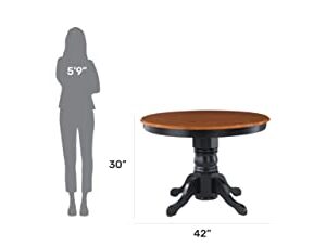 Home Styles Black Oak 42-inch Round Pedestal Dining Table with Hardwood Solids Construction, a Oak Top, and Cabriole Legs