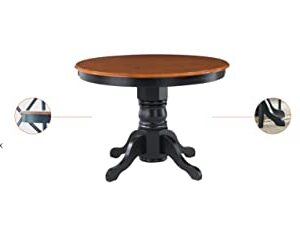 Home Styles Black Oak 42-inch Round Pedestal Dining Table with Hardwood Solids Construction, a Oak Top, and Cabriole Legs