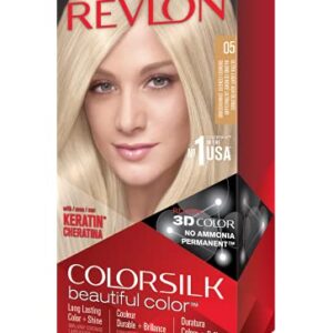 Revlon Permanent Hair Color, Permanent Hair Dye, Colorsilk with 100% Gray Coverage, Ammonia-Free, Keratin and Amino Acids, 05 Ultra Light Ash Blonde, 4.4 Oz (Pack of 1)