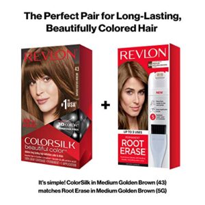 Revlon Colorsilk Beautiful Color, Permanent Hair Dye with Keratin, 100% Gray Coverage, Ammonia Free, 43 Medium Golden Brown