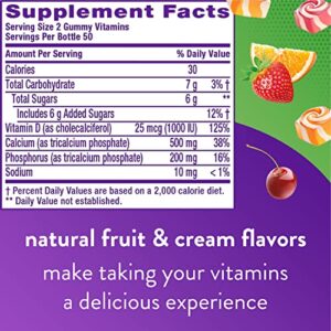 vitafusion Chewable Calcium Gummy Vitamins for Bone and Teeth Support, Fruit and Cream Flavored, America’s Number 1 Gummy Vitamin Brand, 50 Day Supply, 100 Count