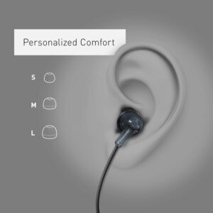 Panasonic ErgoFit Wired Earbuds, In-Ear Headphones with Dynamic Crystal-Clear Sound and Ergonomic Custom-Fit Earpieces (S/M/L), 3.5mm Jack for Phones and Laptops, No Mic - RP-HJE120-S (Silver)