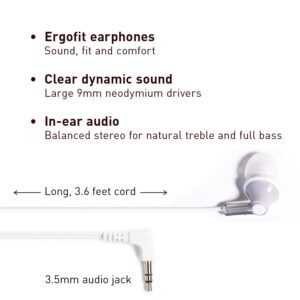 Panasonic ErgoFit Wired Earbuds, In-Ear Headphones with Dynamic Crystal-Clear Sound and Ergonomic Custom-Fit Earpieces (S/M/L), 3.5mm Jack for Phones and Laptops, No Mic - RP-HJE120-S (Silver)