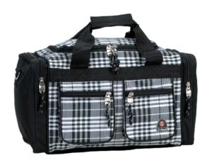 rockland duffel bag, black plaid, 19-inch