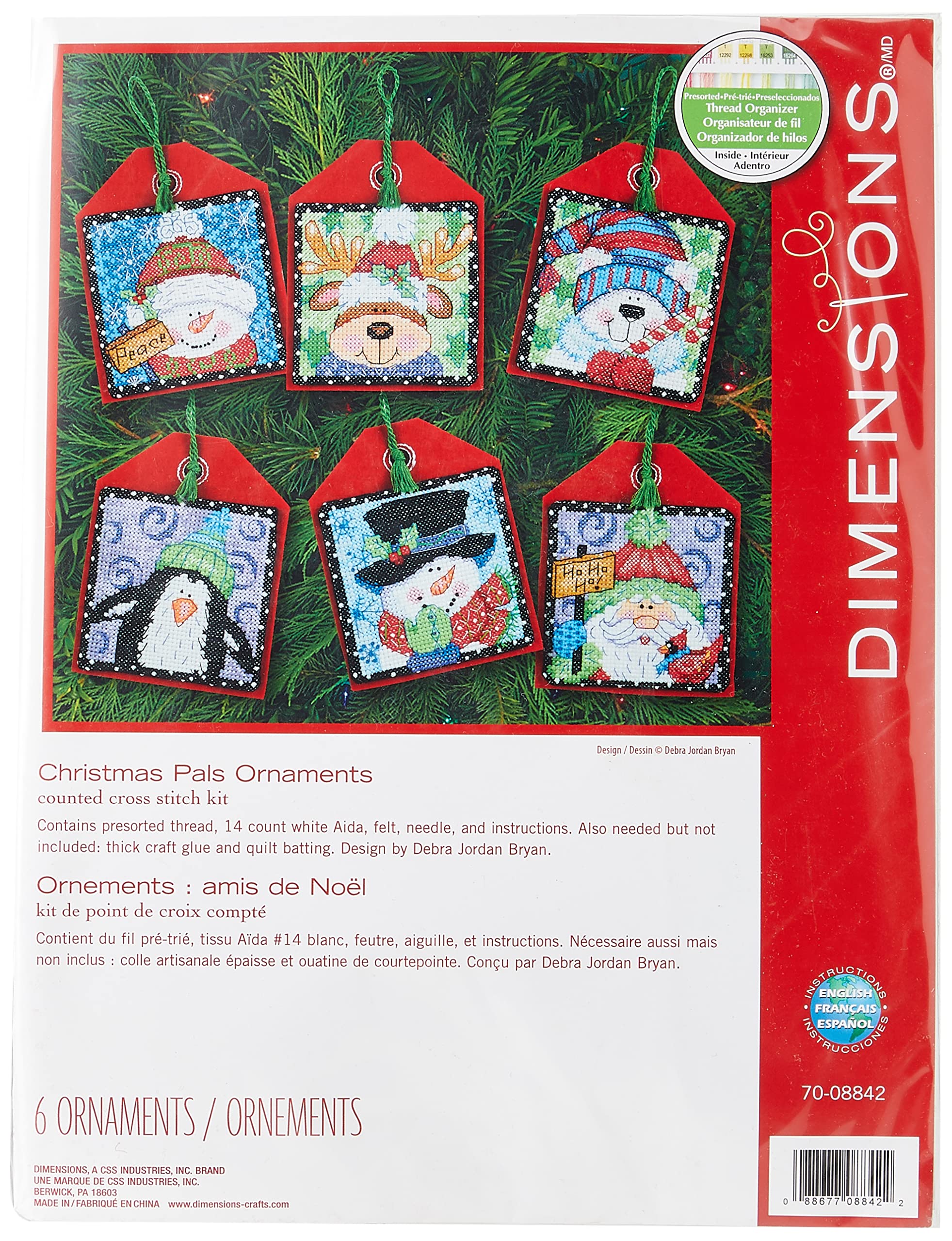 Dimensions Counted Cross Stitch Christmas Pals Ornament Kit, 6 pcs