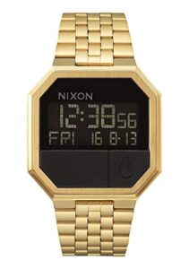 nixon re-run a158 - all gold - 30m water resistant men's digital fashion watch (38.5mm watch face, 18mm-13mm stainless steel band)