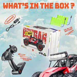 BEZGAR TB141 RC Cars-1:14 Scale Remote Control Car, 2WD High Speed 20 Km/h All Terrains Electric Toy Off Road RC Car Vehicle Truck Crawler with Two Rechargeable Batteries for Boys Kids and Adults