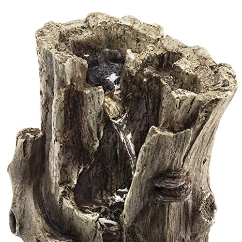 Alpine Corporation 11" Tall Indoor Rainforest Tabletop Fountain with LED Lights , Beige, 7"L x 5"W x 11"H