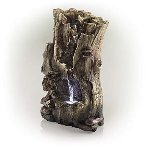 Alpine Corporation 11" Tall Indoor Rainforest Tabletop Fountain with LED Lights , Beige, 7"L x 5"W x 11"H