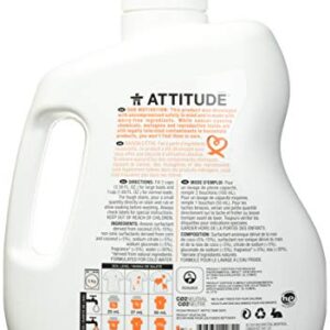 ATTITUDE Liquid Laundry Detergent, Plant- and Mineral-Based Ingredients Formula, HE, Vegan and Cruelty-free, Citrus Zest, 36 Loads, 60.8 Fl Oz,12072