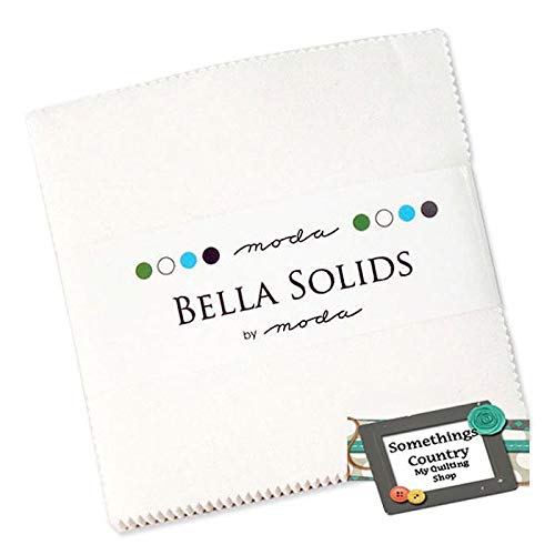 Moda Bella Solids White Bleached 9900PP-98 Charm Pack, 42 5-inch Cotton Fabric Squares