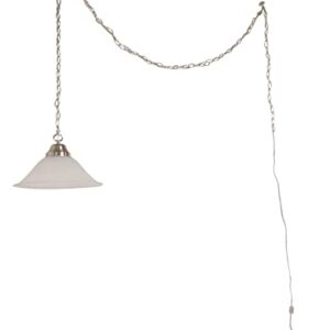 Design House 517565 Millbridge Traditional 1-Light Indoor Hanging Swag Light with Alabaster Glass Shade for Living Dining Room Bar Area, Satin Nickel Finish