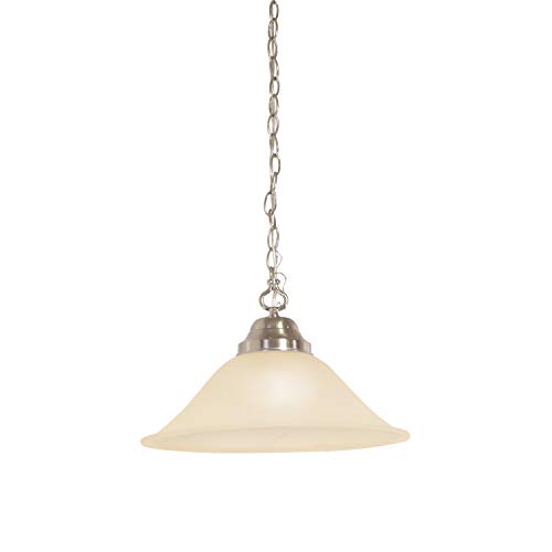 Design House 517565 Millbridge Traditional 1-Light Indoor Hanging Swag Light with Alabaster Glass Shade for Living Dining Room Bar Area, Satin Nickel Finish