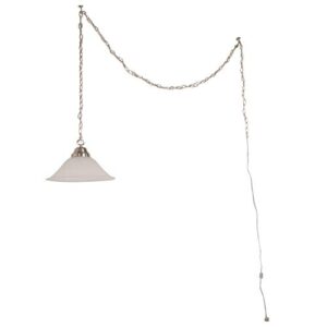 Design House 517565 Millbridge Traditional 1-Light Indoor Hanging Swag Light with Alabaster Glass Shade for Living Dining Room Bar Area, Satin Nickel Finish