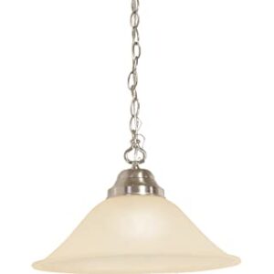 Design House 517565 Millbridge Traditional 1-Light Indoor Hanging Swag Light with Alabaster Glass Shade for Living Dining Room Bar Area, Satin Nickel Finish