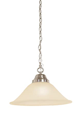 Design House 517565 Millbridge Traditional 1-Light Indoor Hanging Swag Light with Alabaster Glass Shade for Living Dining Room Bar Area, Satin Nickel Finish