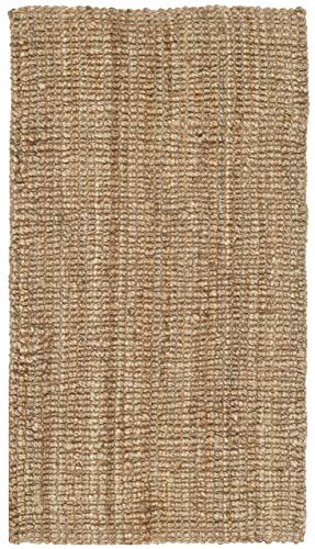 SAFAVIEH Natural Fiber Collection Accent Rug - 2'6" x 4', Natural, Handmade Chunky Textured Jute 0.75-inch Thick, Ideal for High Traffic Areas in Entryway, Living Room, Bedroom (NF447A)