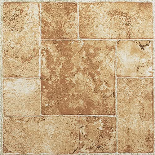 Nexus Self Adhesive 12-Inch Vinyl Floor Tiles, 20 Tiles - 12" x 12", Beige Terracotta Pattern - Peel & Stick, DIY Flooring for Kitchen, Dining Room, Bedrooms & Bathrooms by Achim Home Decor