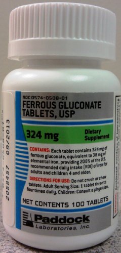 Ferrous Gluconate, 324mg, 100 Tablets, 3-Pack