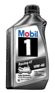 mobil 1 98ja11 10w-40 racing 4t motorcycle oil for sport bikes - 1 quart (pack of 6)