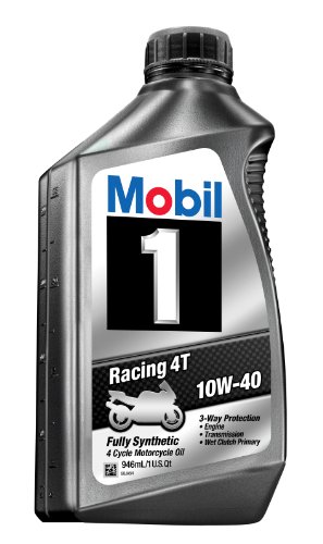 Mobil 1 98JA11 10W-40 Racing 4T Motorcycle Oil for Sport Bikes - 1 Quart (Pack of 6)