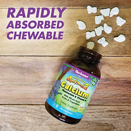 BlueBonnet Super Earth Rainforest Animalz Calcium Magnesium And Vitamin D3 Chews, Natural Vanilla Frosting, White, 90 Count