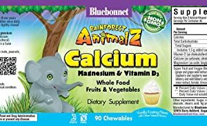 BlueBonnet Super Earth Rainforest Animalz Calcium Magnesium And Vitamin D3 Chews, Natural Vanilla Frosting, White, 90 Count