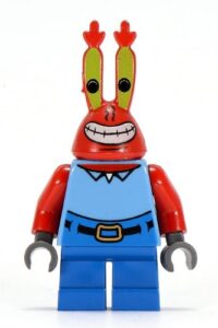 lego minifigure - spongebob squarepants - mr. krabs with large grin