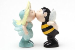 pacific giftware flower and bee kissing salt & pepper shaker set