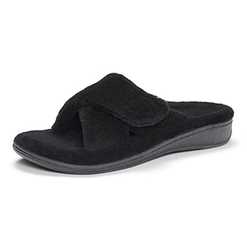 ORTHAHEEL Women's Relax Slipper, Black Terry, 8.0 M