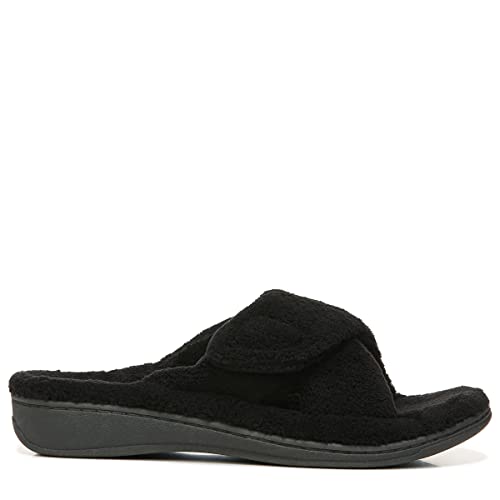 ORTHAHEEL Women's Relax Slipper, Black Terry, 8.0 M