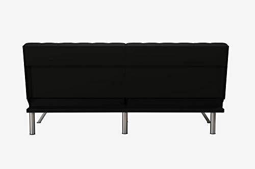 DHP Emily Futon With Chrome Legs, Black Faux Leather