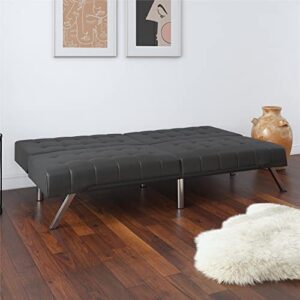 DHP Emily Futon With Chrome Legs, Black Faux Leather