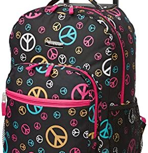 Rockland Double Handle Rolling Backpack, Peace, 17-Inch