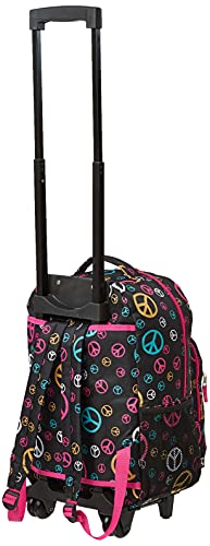 Rockland Double Handle Rolling Backpack, Peace, 17-Inch