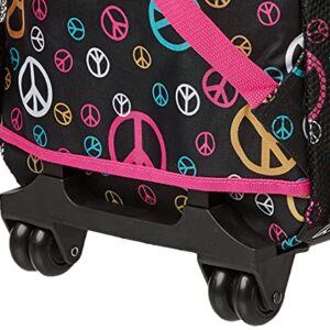 Rockland Double Handle Rolling Backpack, Peace, 17-Inch