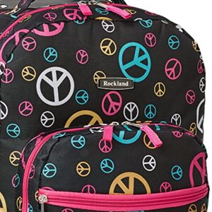 Rockland Double Handle Rolling Backpack, Peace, 17-Inch