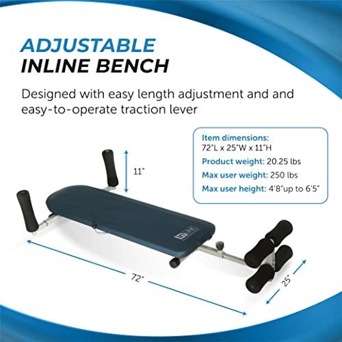 Stamina InLine Bench - Back Stretch Decompression Bench - Inversion Table Workout Bench for Home Workout - Up to 250 lbs Weight Capacity