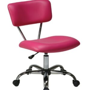 OSP Home Furnishings Vista Faux Leather Seat and Back Task Chair with Chrome Accents, Pink