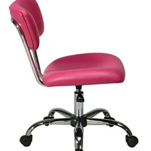 OSP Home Furnishings Vista Faux Leather Seat and Back Task Chair with Chrome Accents, Pink