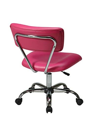 OSP Home Furnishings Vista Faux Leather Seat and Back Task Chair with Chrome Accents, Pink