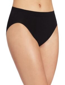 bali women's microfiber hi-cut panty, black, 10/11