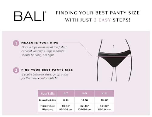 Bali Women's Microfiber Hi-Cut Panty, Black, 10/11