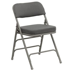 flash furniture hercules series premium curved triple braced & double hinged gray fabric metal folding chair