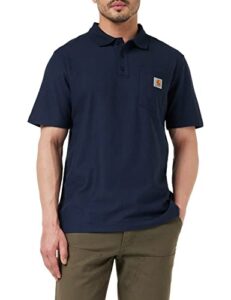 carhartt men's loose fit midweight short-sleeve pocket polo, navy, xx-large