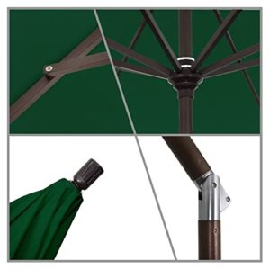 California Umbrella GSCU118117-5446-DWV 11' Round Aluminum Market, Crank Lift, Collar Tilt, Bronze Pole, Sunbrella Forest Green Patio Umbrella, 11-Foot