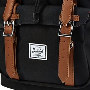 Herschel Little America Laptop Backpack, Black/Tan Synthetic Leather, Mid-Volume 17.0L