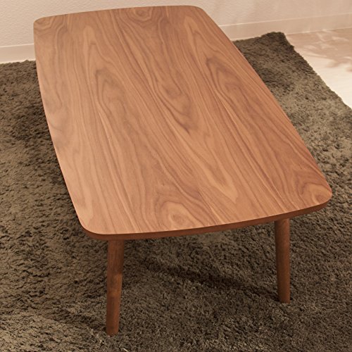 AZUMAYA TAC-229WAL Folding Legs Coffee Center Table, W41.3 x D20.5 x H13.8 Inches, Natural Walnut and Rubber Wood Material, Home and Living, Walnut Wood Color